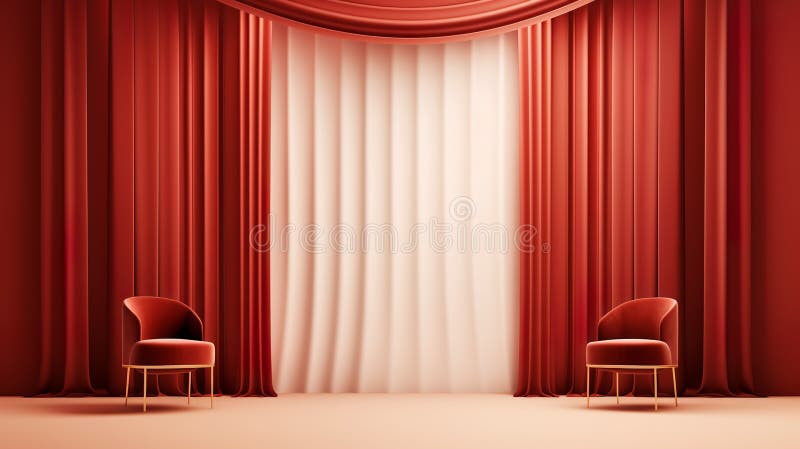 Room with Curtain Background, Generative Ai Stock Illustration ...