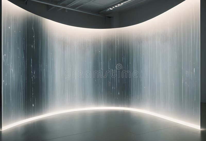 A Room with a Curved, White, Illuminated Wall, Creating a Modern and ...