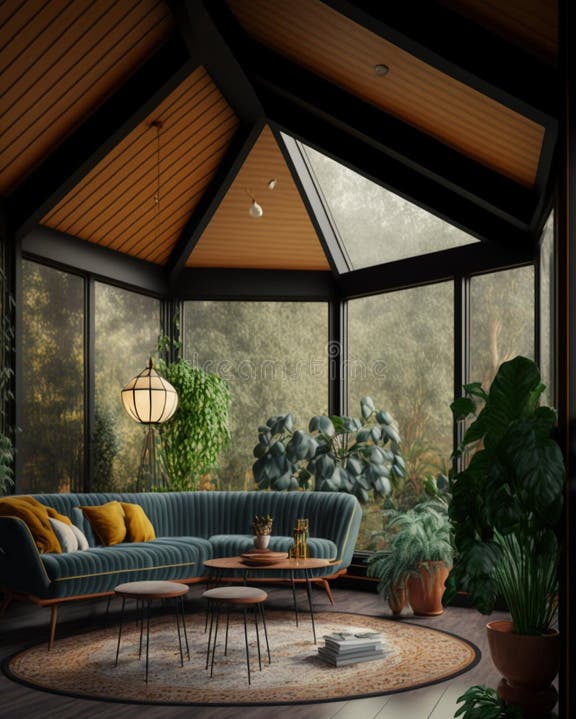 A room with dark scane stock illustration. Illustration of backyard ...