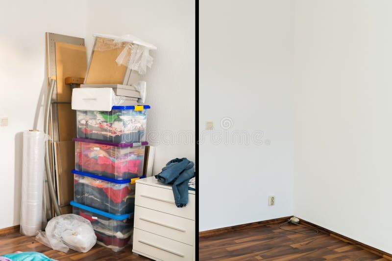 Before and after Room Declutter Stock Photo - Image of mess, corridor ...