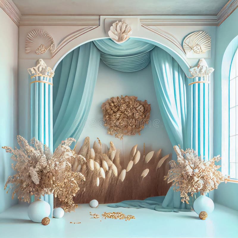 Room Decorated in Blue. Ia Generative. Stock Illustration ...
