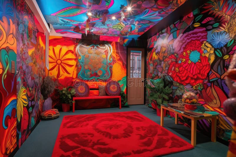 Room Decorated with Vibrant and Psychedelic Patterns Inspired by ...