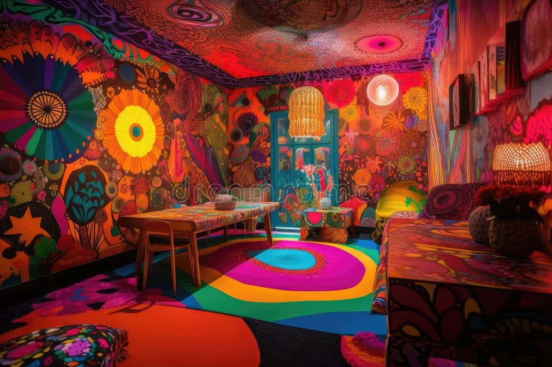 Room Decorated with Vibrant and Psychedelic Patterns Inspired by ...