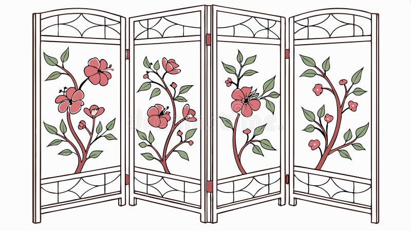 Room Divider with Floral Pattern, Decorative Screen and Interior Design ...