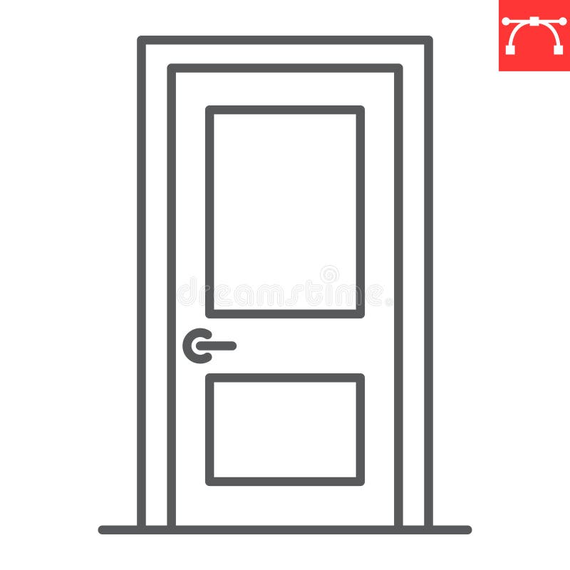 Room door line icon stock vector. Illustration of vector - 325135376