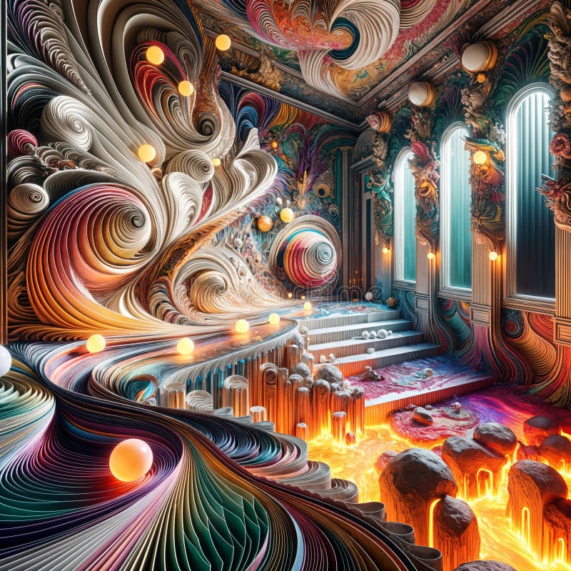 "Large Ornate Room with Surreal Features," (Gen, a.I.) Stock ...