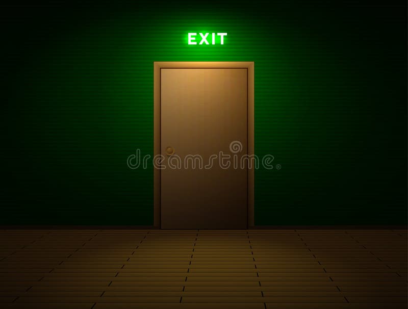 Room with exit sign stock vector. Illustration of electric - 97178512