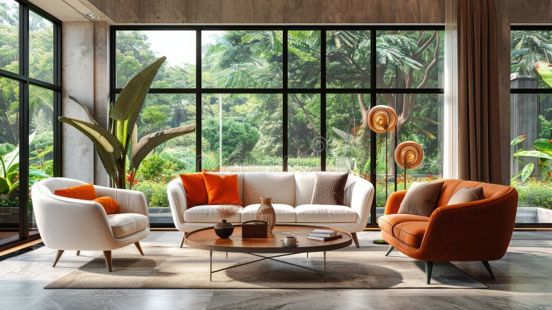 Room with Multiple Windows and Floor Pillows Stock Photo - Image of ...