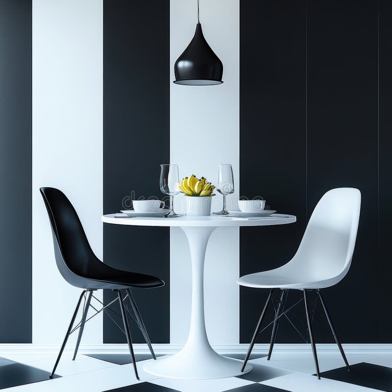 A Room Features Two Chairs and a Table Arranged Together. Stock Photo ...