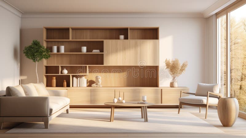 Contemporary Wood Living Room Subtle Gradients, Detailed Craftsmanship ...