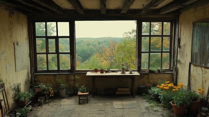 Room Featuring Table Window Offers Scenic View Stock Photos - Free ...