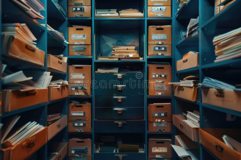 A Room Filled with Boxes and Drawers, Suitable for Storage Solutions ...