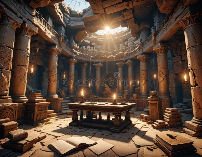 Room Filled with Columns and Table. Generative AI Stock Photo - Image ...