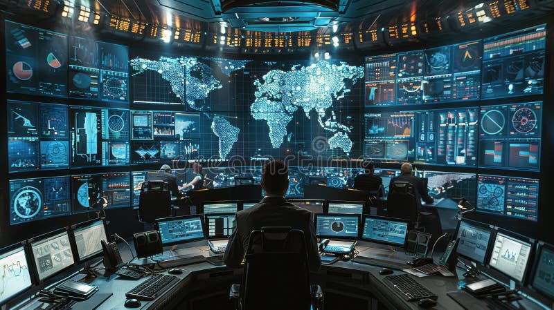 Room Filled with Computer Monitors Stock Photo - Image of multiple ...