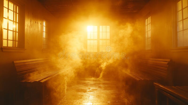 Golden Sunlight Streaming through Windows Onto a Wooden Floor with ...