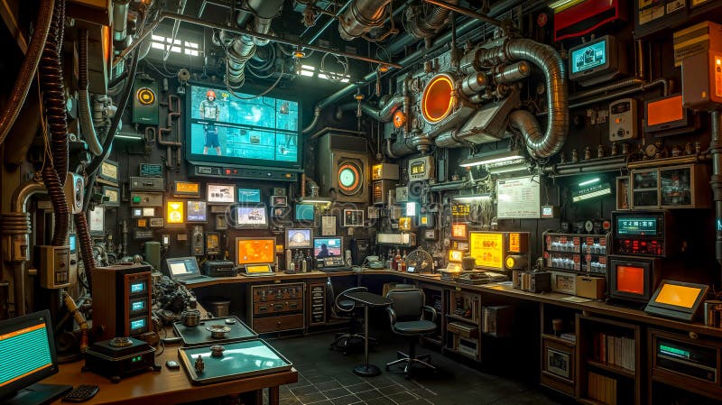 A Room Filled with Lots of Computers and Monitors Stock Image - Image ...