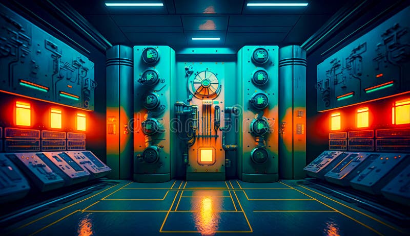 Room Filled with Lots of Lockers and Clock on the Wall. Generative AI ...