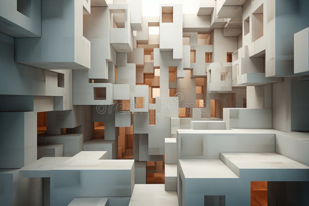 A Room Filled with Lots of White Cubes. Generative AI Image. Stock ...