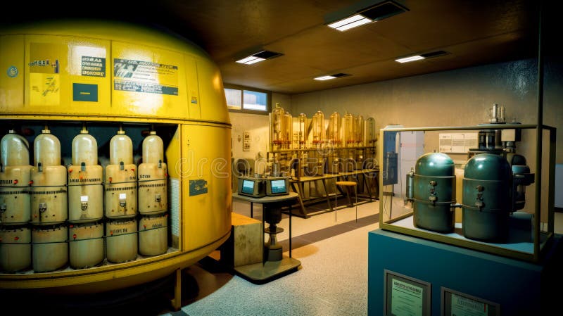 Room Filled with Lots of Yellow Tanks. Generative AI Stock Illustration ...