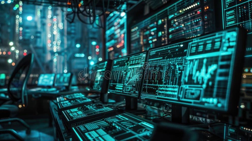 A Room Filled with Many Computer Monitors Used for Data Analysis or ...