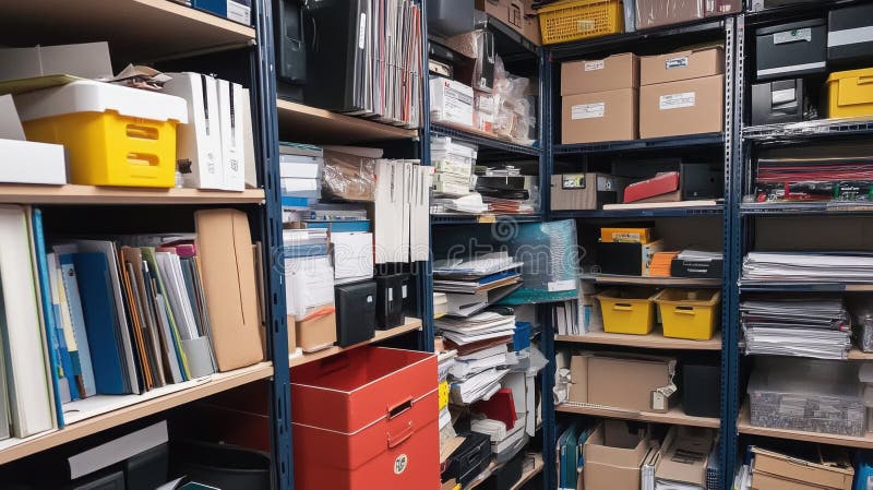 A Room Filled with Many Shelves and Boxes of Various Items, AI Stock ...