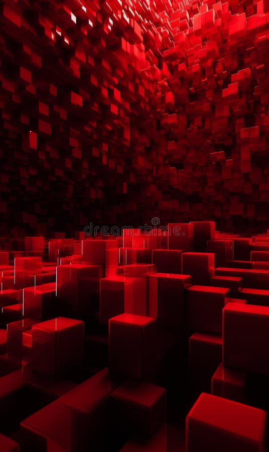 A Room Filled with Vibrant Red Cubes Stock Photo - Image of abstract ...