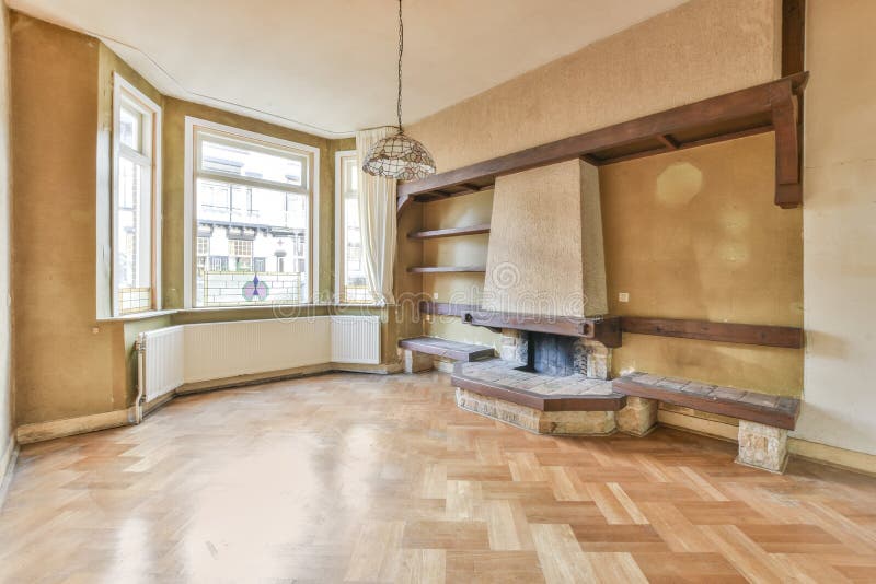 Room with fireplace stock image. Image of empty, home - 240724259