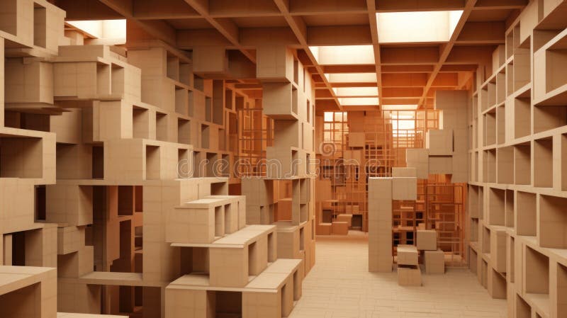 A Room Full of Boxes and Shelves. Generative AI Image. Stock ...
