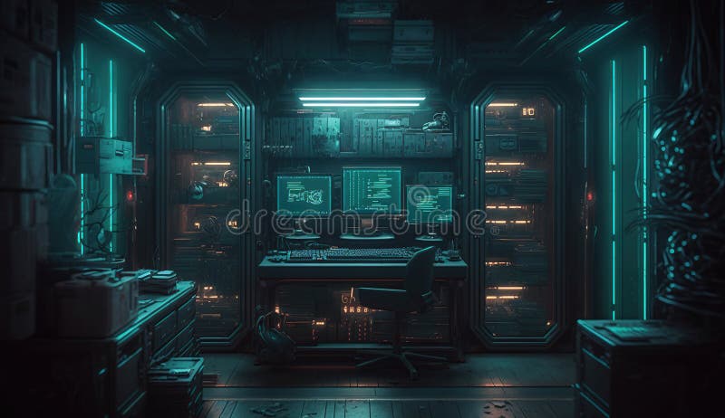 A Room Full of Cutting-Edge Cybersecurity Tools. Generative Ai Stock ...