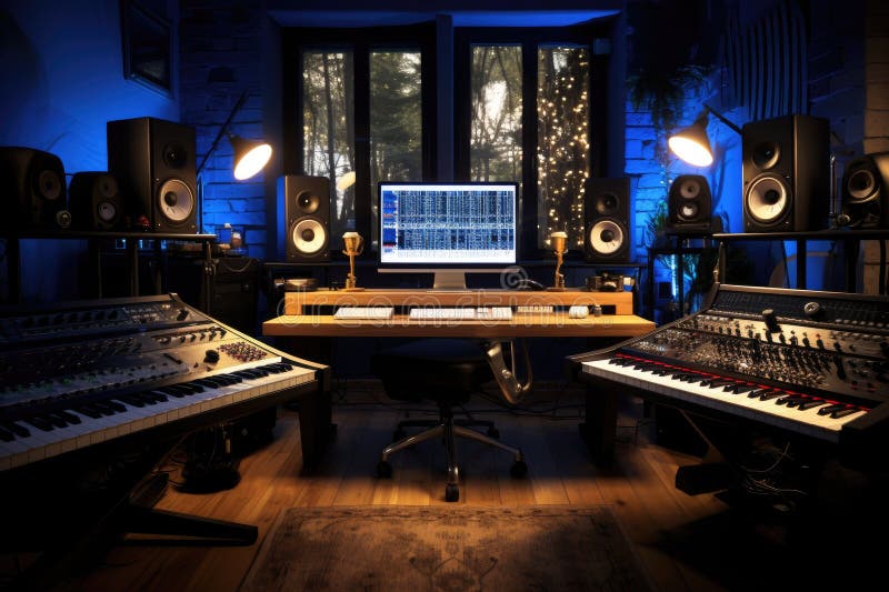 A Room Full of Musical Instruments and a Computer, Music Producer ...