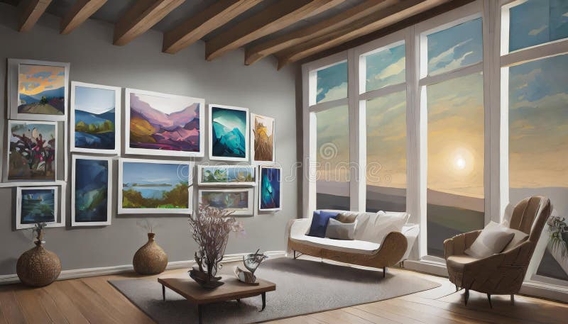 A Room Full of Pictures. Vector-based Artwork Stock Illustration ...