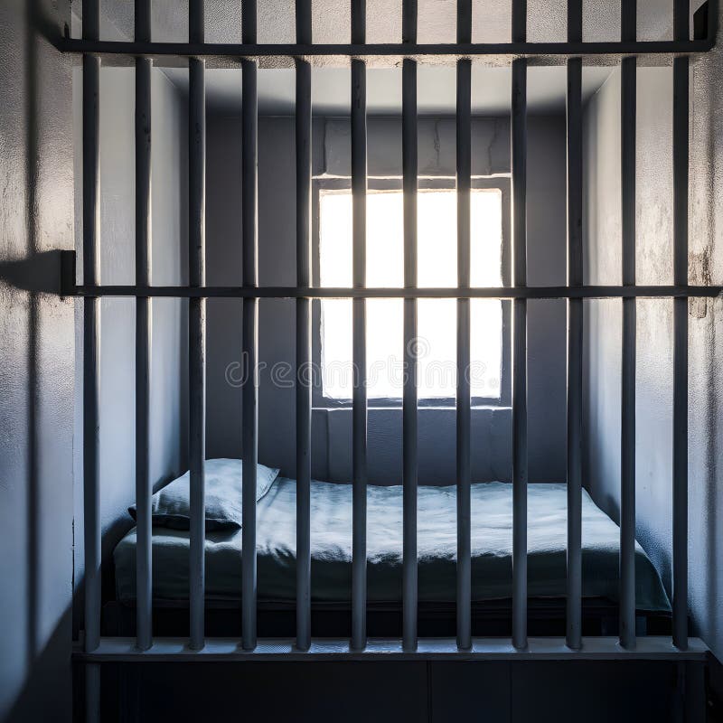 Gray Walled Room with Vertical Bars Resembling a Broken Cage Stock Illustration - Illustration ...