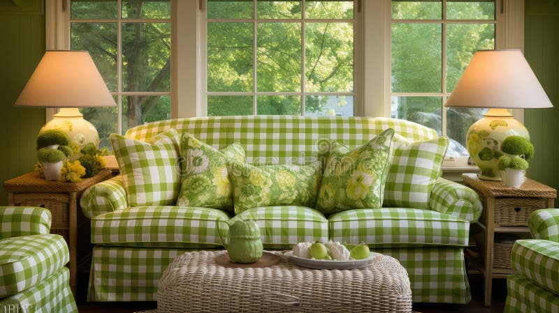 Room green gingham pattern stock illustration. Illustration of soft ...