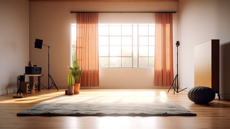 A Room with a Guitar, a Microphone, and a Camera. Stock Image - Image ...