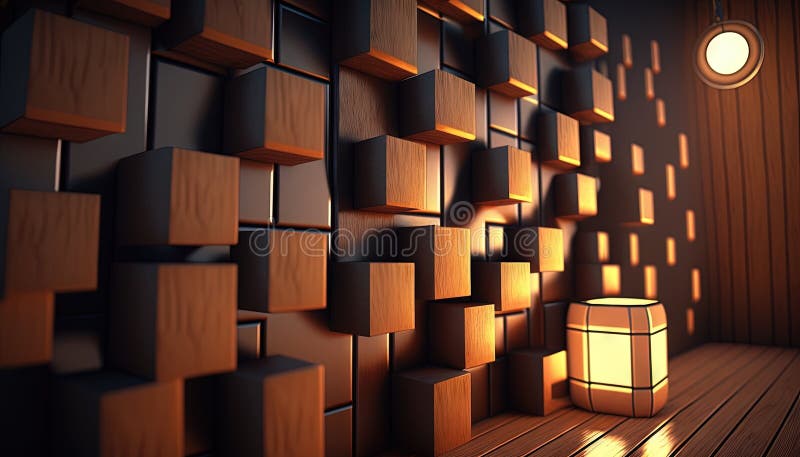 A Room that Has a Bunch of Cubes on the Wall. Generative Ai Stock ...