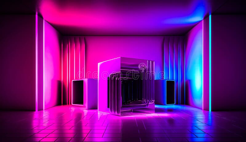 Room that Has Bunch of Speakers and Purple Light in it. Generative AI ...