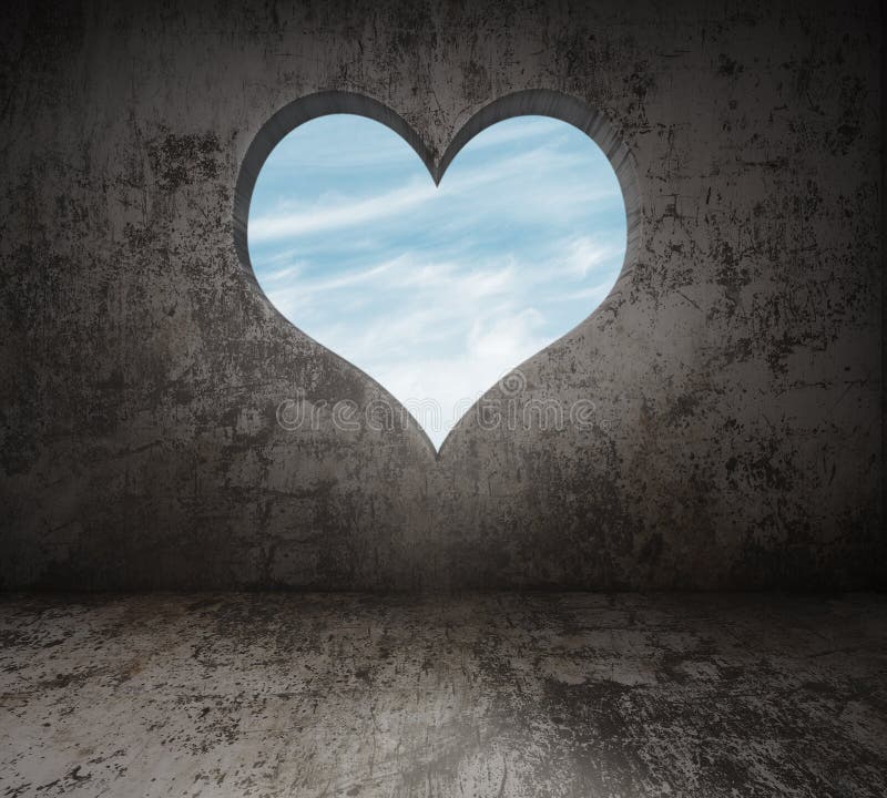 Room with heart window stock illustration. Illustration of romance ...