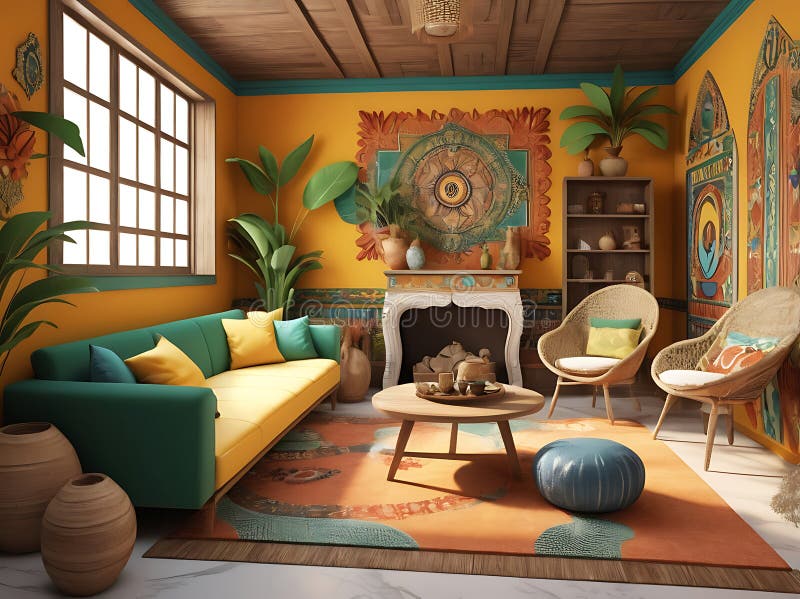 Room in House Decorated with Brazilian Folklore Design Stock Image ...