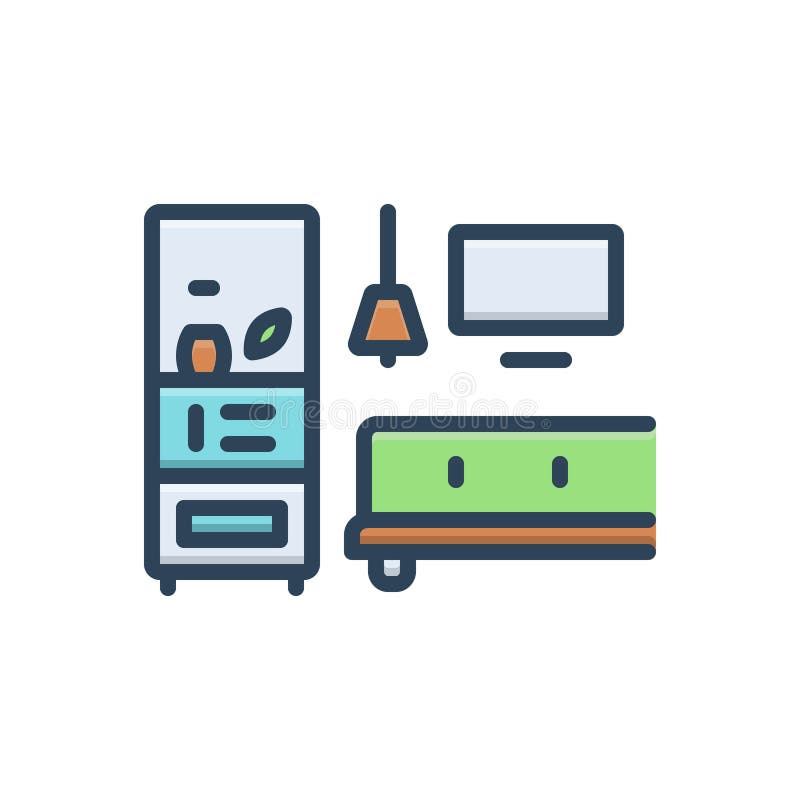 Color Illustration Icon for Room, Lounge and Drawing Room Stock ...