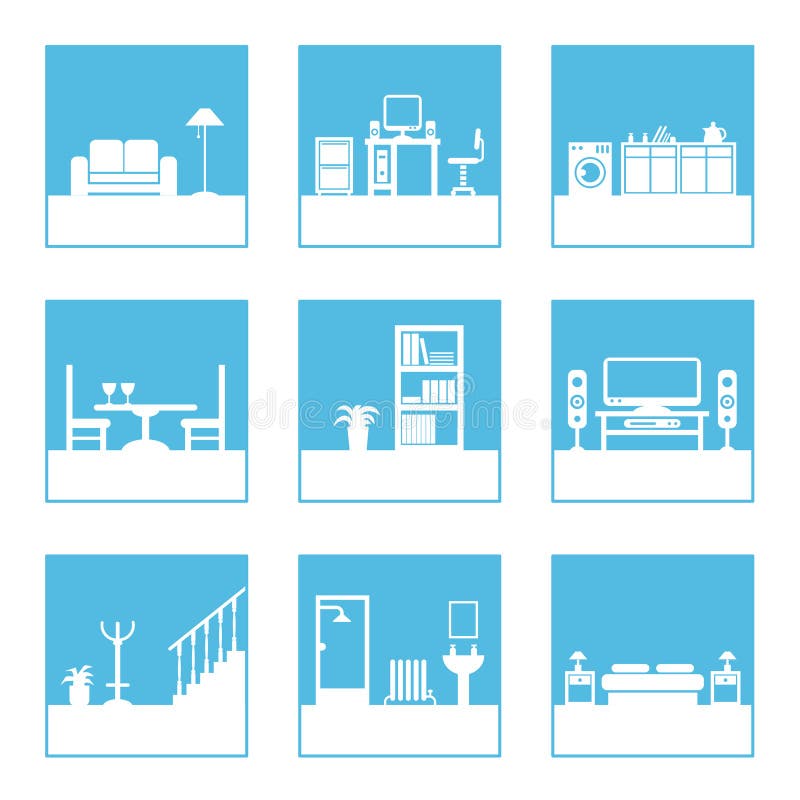 Room icons stock vector. Illustration of book, graphic - 20195433
