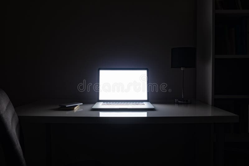 Room Illuminated by a Computer Screen at Night, No People Stock Photo ...