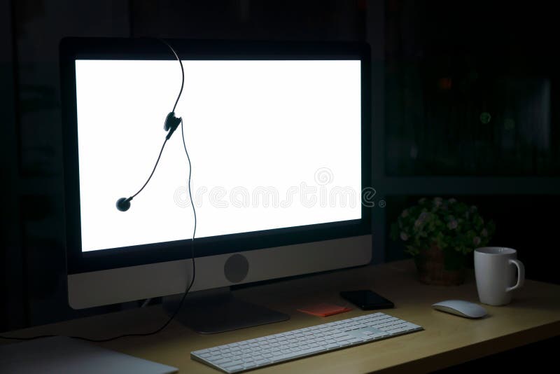 Room Illuminated by a Computer Screen at Night, No People, Empty ...