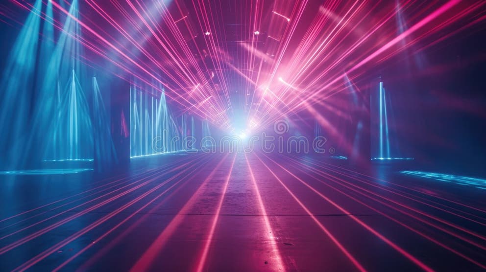 The Room is Illuminated by a Pulsating Lightscape with Beams of Color ...