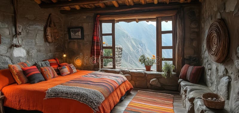 A Room with Inca-inspired Decor Stock Illustration - Illustration of ...