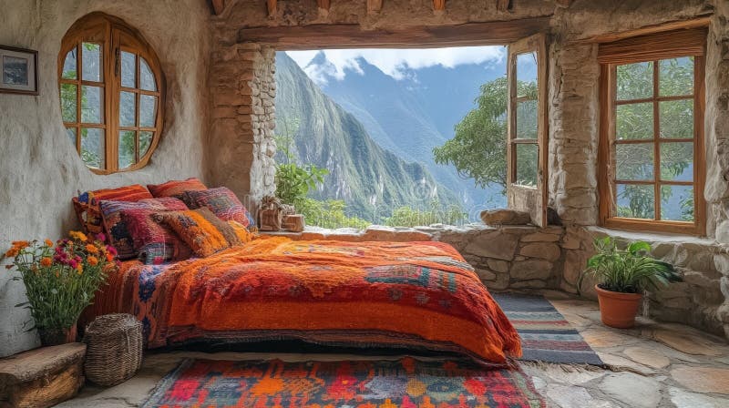 A Room with Inca-inspired Decor Stock Illustration - Illustration of ...