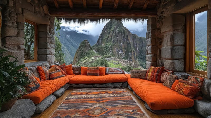 A Room with Inca-inspired Decor Stock Illustration - Illustration of ...