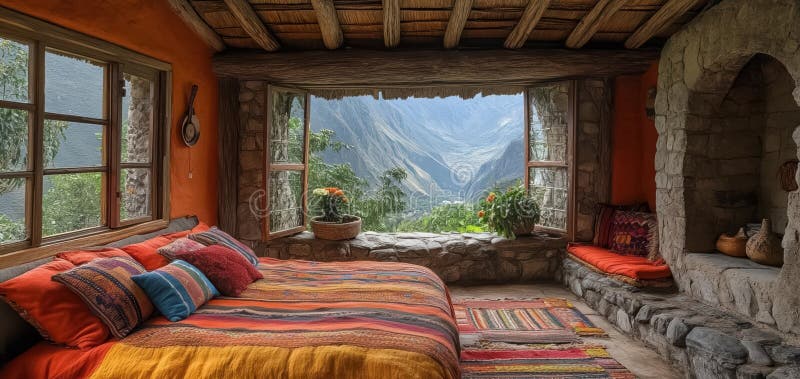A Room with Inca-inspired Decor Stock Illustration - Illustration of ...