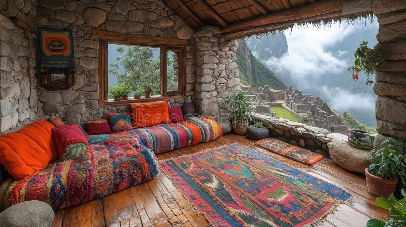 A Room with Inca-inspired Decor Stock Illustration - Illustration of ...