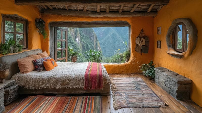 A Room with Inca-inspired Decor Stock Illustration - Illustration of ...