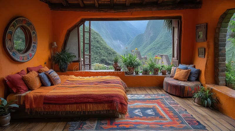 A Room with Inca-inspired Decor Stock Illustration - Illustration of ...